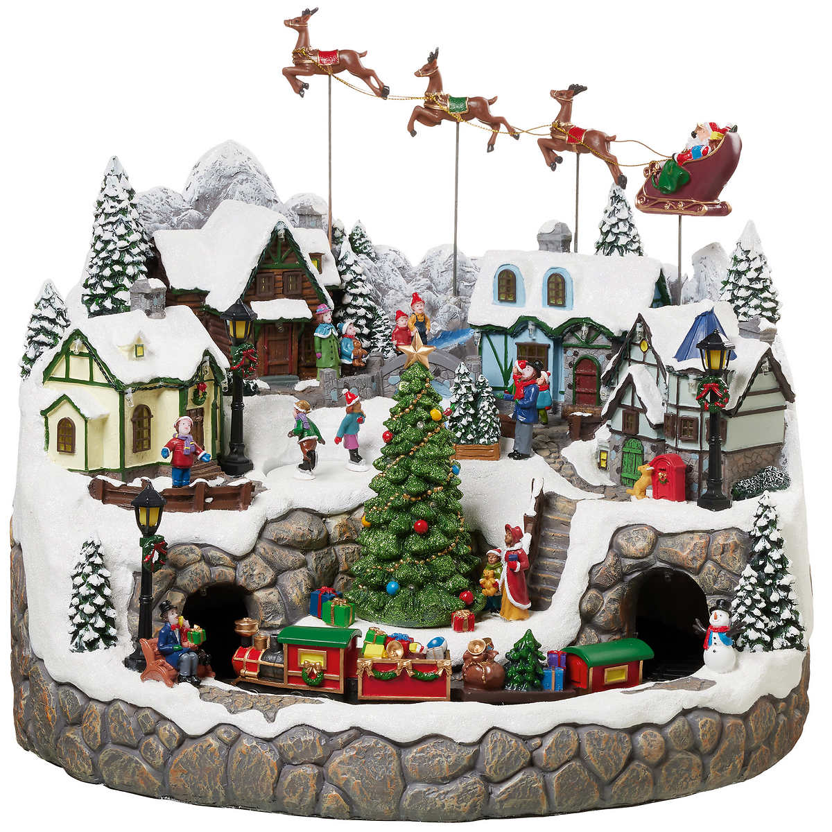 13PC DISNEY HOLIDAY VILLAGE WITH LIGHTS AND MUSIC